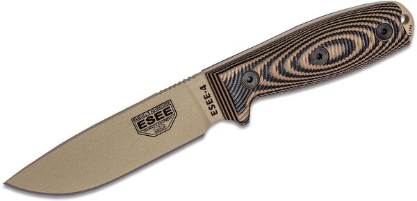 ESEE Model 4 Desert Tan Blade, 3D Coyote/Black G-10 4PDT-005 - Hunting ...