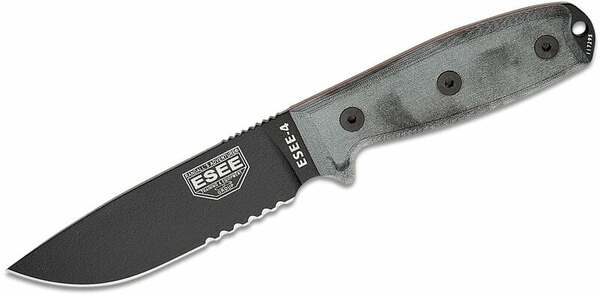 ESEE ESEE-4, Ząbkowane Ostrze, Czarna Pochwa ESEE-4S-MB-B - Noże ...