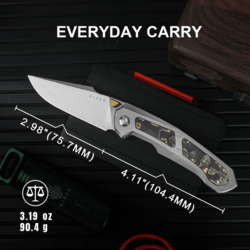 Kizer Frame Lock Feweed Vu Hu?nh Nam Anh Zwear PM Titanium (Camo Carbon Gold) Ki3694A4 ...